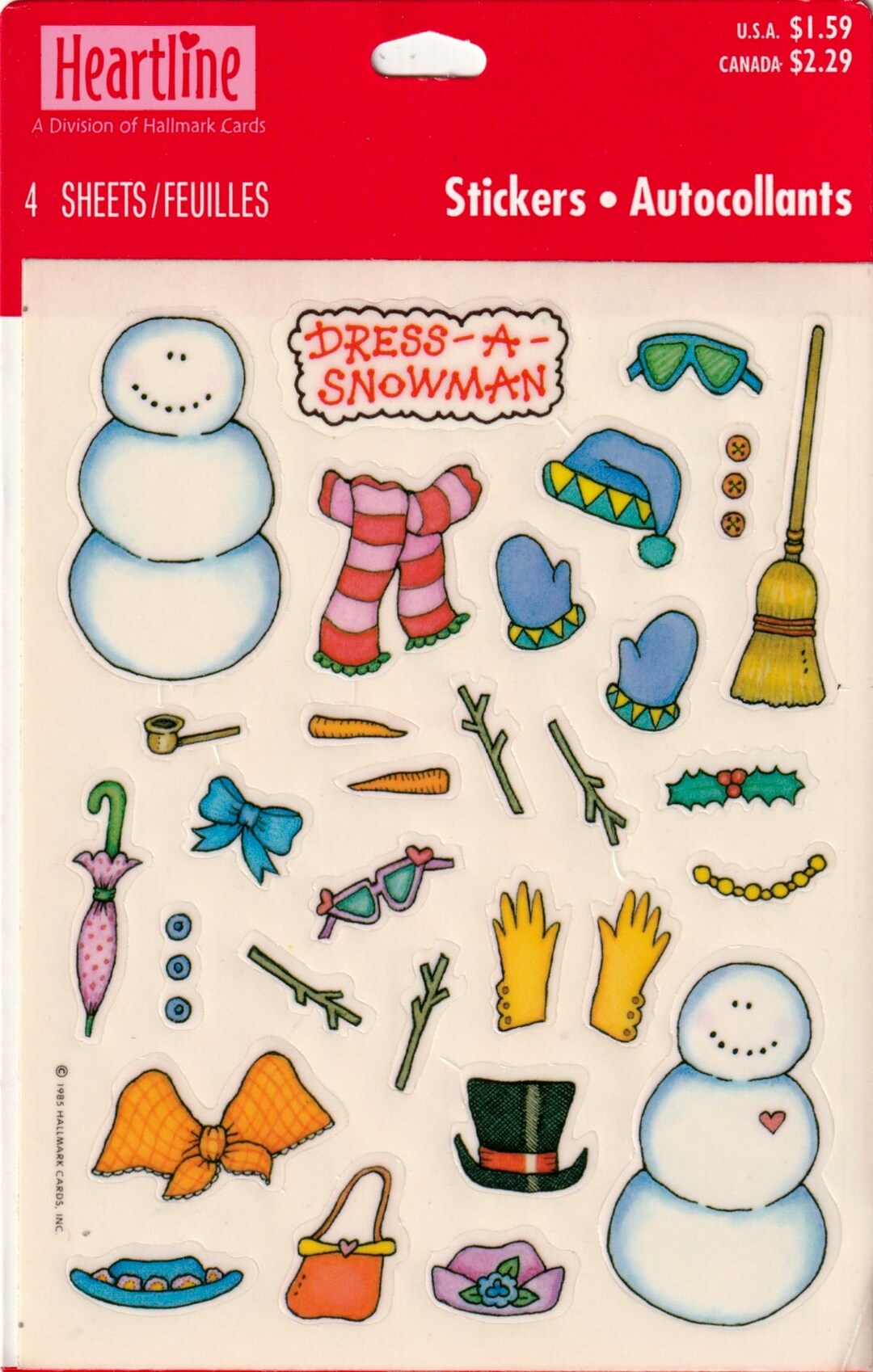 Vintage 1980s 1990 2000s Dress A Snowman Vintage Sticker Sheet ...