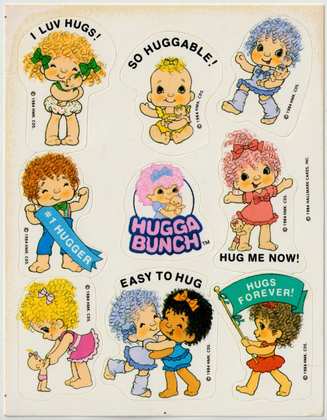 Vintage 1980s 1990s Hallmark Sticker Sheet, Hugga Bunch discoloration ...