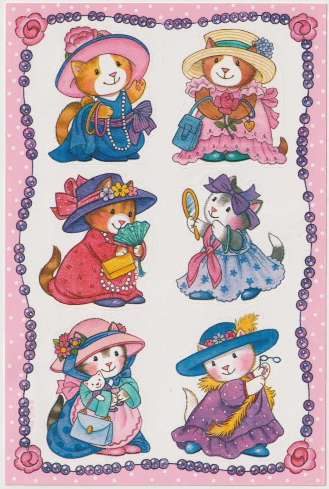 Vintage 1980s 1990s 2000s AGC Sticker Sheet Cats and Kittens Playing ...