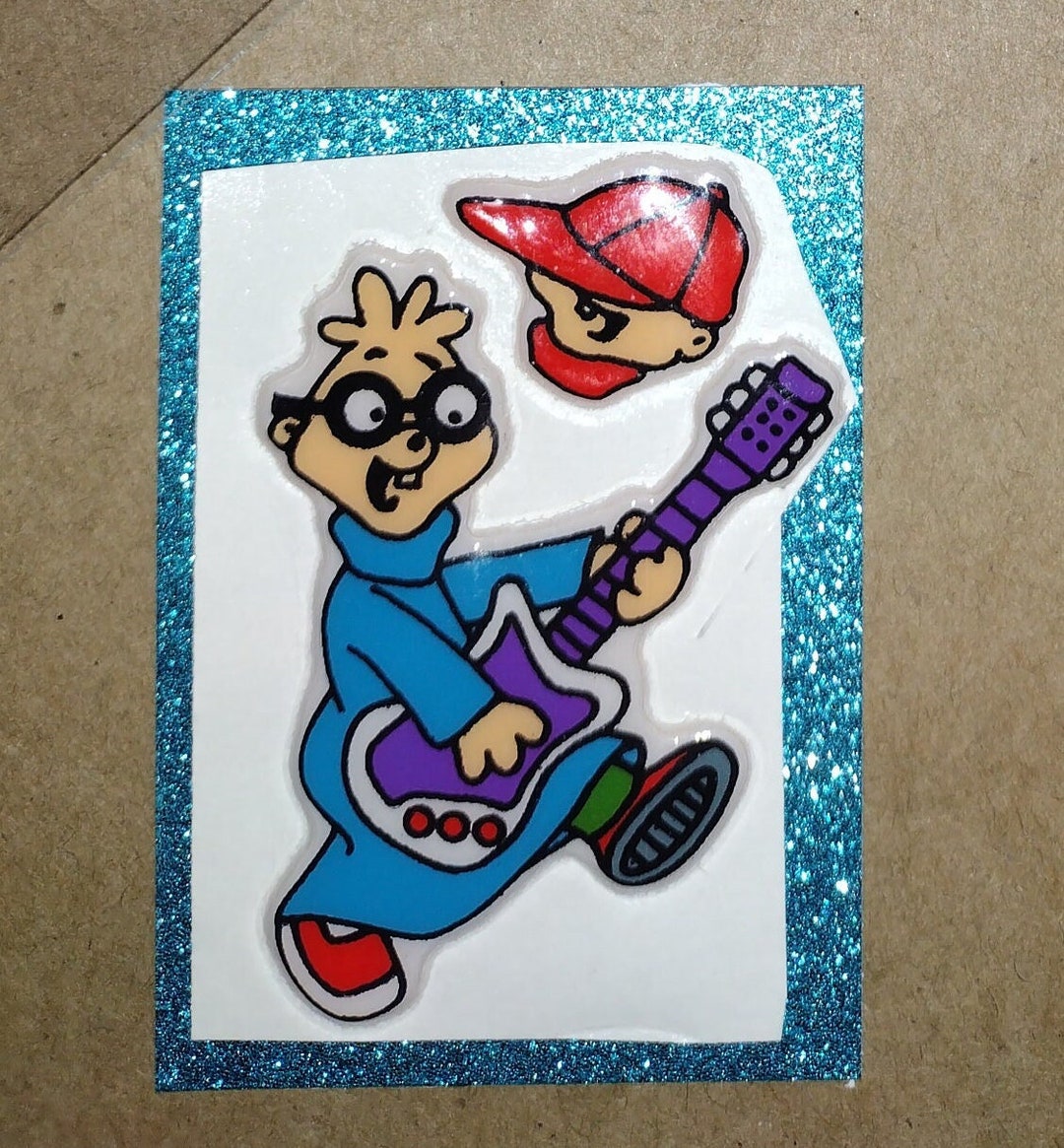 1980s Vintage Alvin and the Chipmunks 1984 Puffy Sticker, Rare, on Original Backing, Jamming Out ...