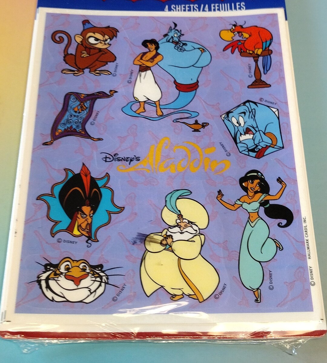 Vintage 1980s 1990s 2000s Hallmark Single Rare Sticker Sheet, Aladdin ...