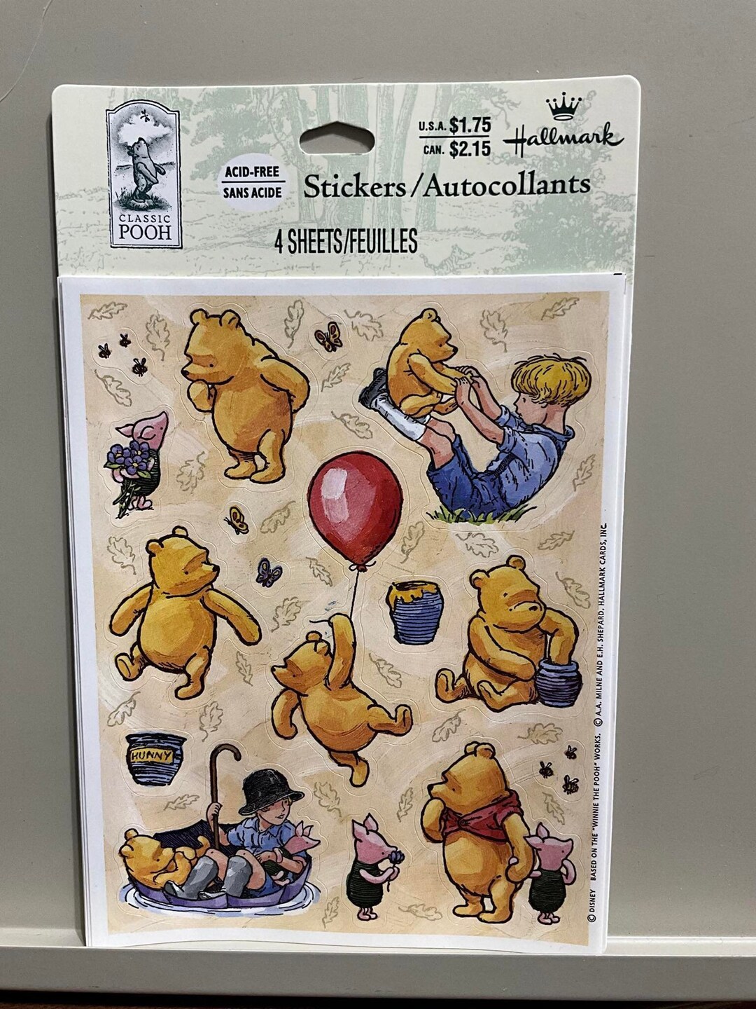 Vintage 1980s 1990s 2000s Hallmark Winnie the Pooh SINGLE Sticker Sheet ...