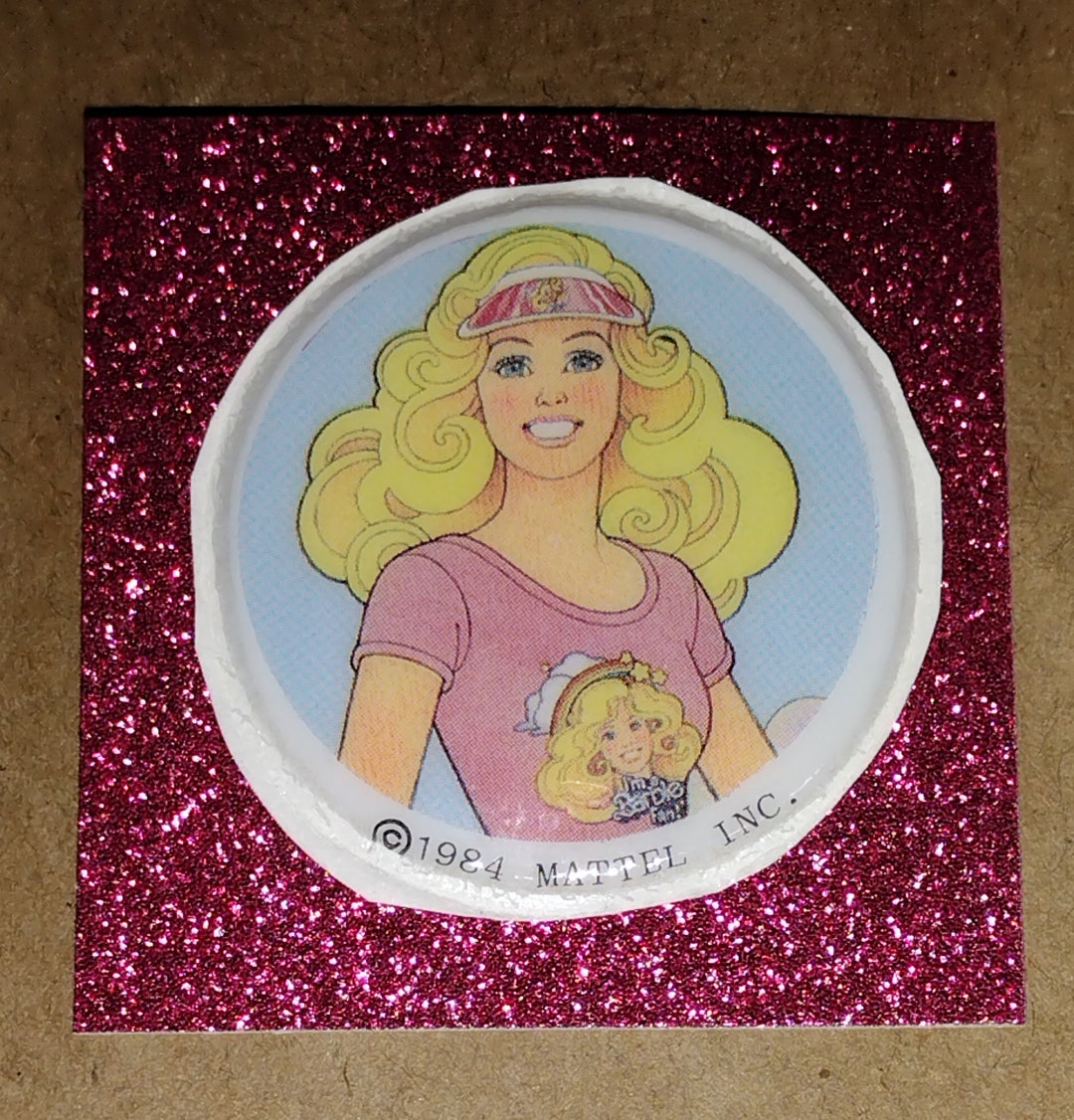 1980s Vintage Pink Barbie Doll Puffy Sticker, Barbie Wearing a Sun ...