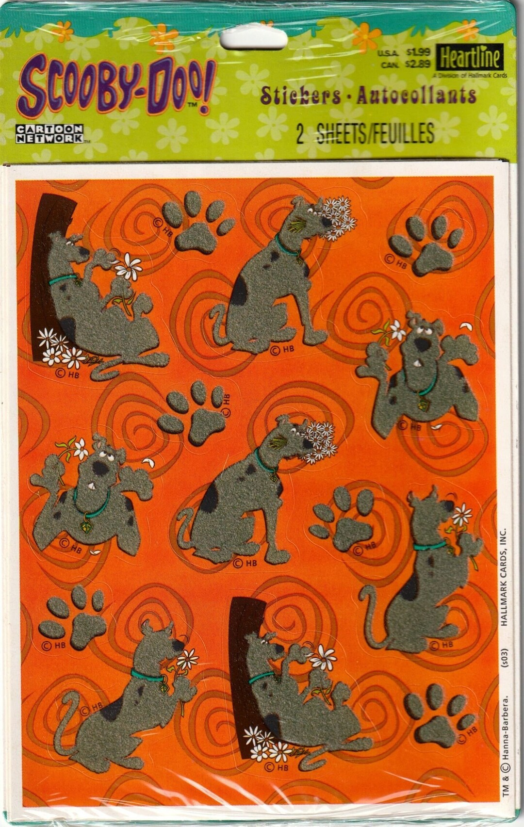 Vintage 1980s 1990s Sticker Sheet by Hallmark Heartline: Scooby Doo is ...