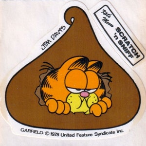 Vintage 1980s 1990s 2000s Garfield Single Stickers by Jim Davis, Round ...