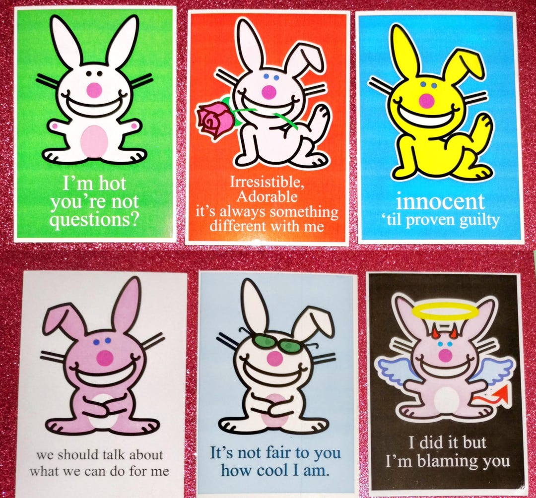 Vintage 1990s 2000s Stickers: Jim Benton's It's Happy Bunny Vinyl ...