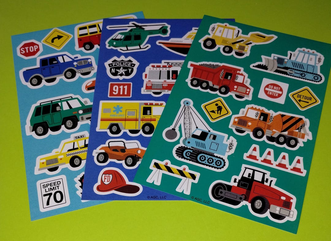 Vintage 2000s AGC Sticker Sheets, Transportation Themed, Construction ...