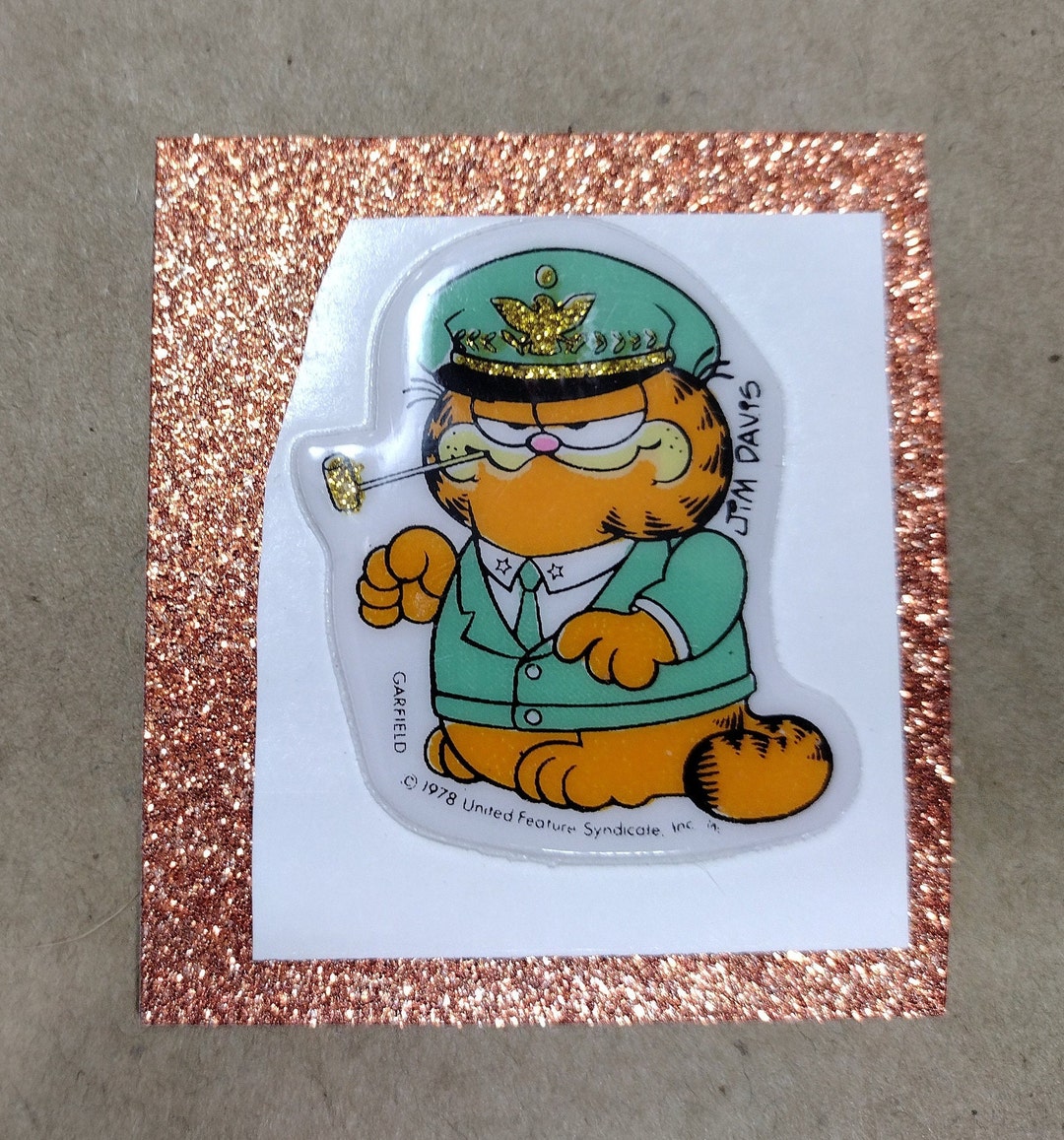 1980s Vintage Glitter Garfield the Cat Puffy Sticker, Cruise Ship ...