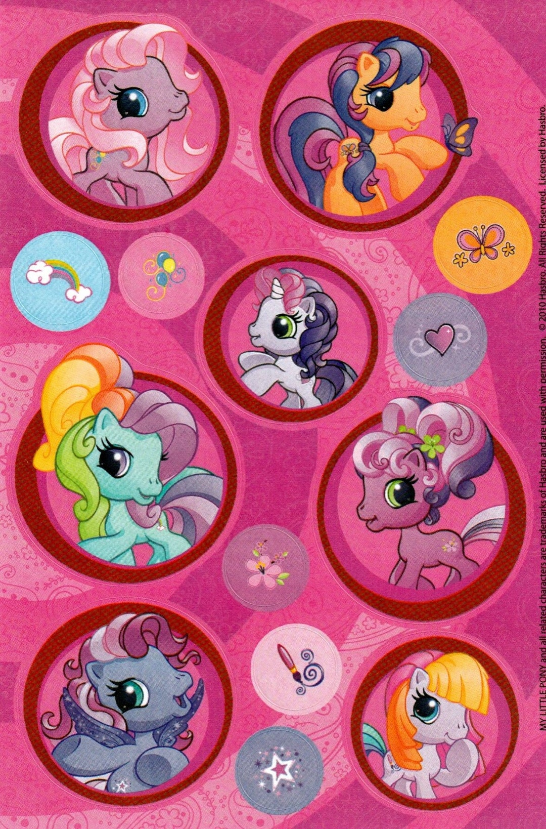 2010 My Little Pony Sticker Sheet, Single Loose Sheet, AGC, American ...