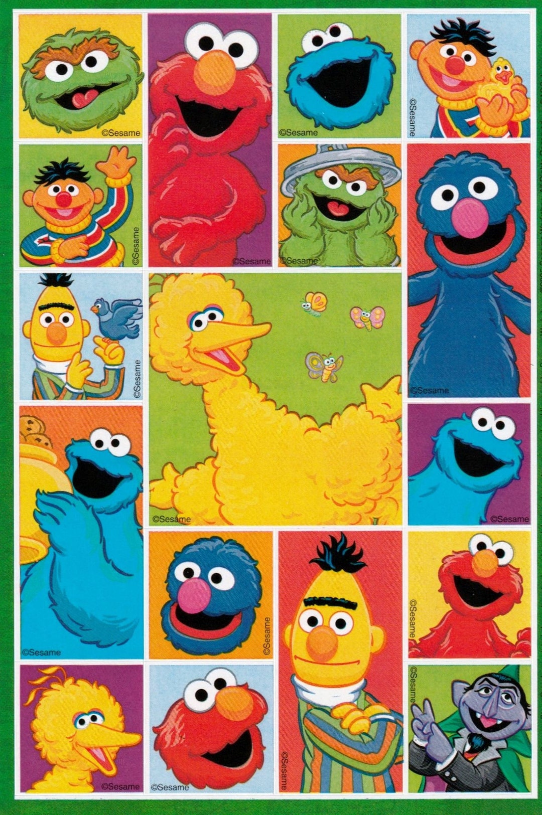 Vintage 1980s 1990s 2000s Sesame Street Sticker Sheet of the Characters ...