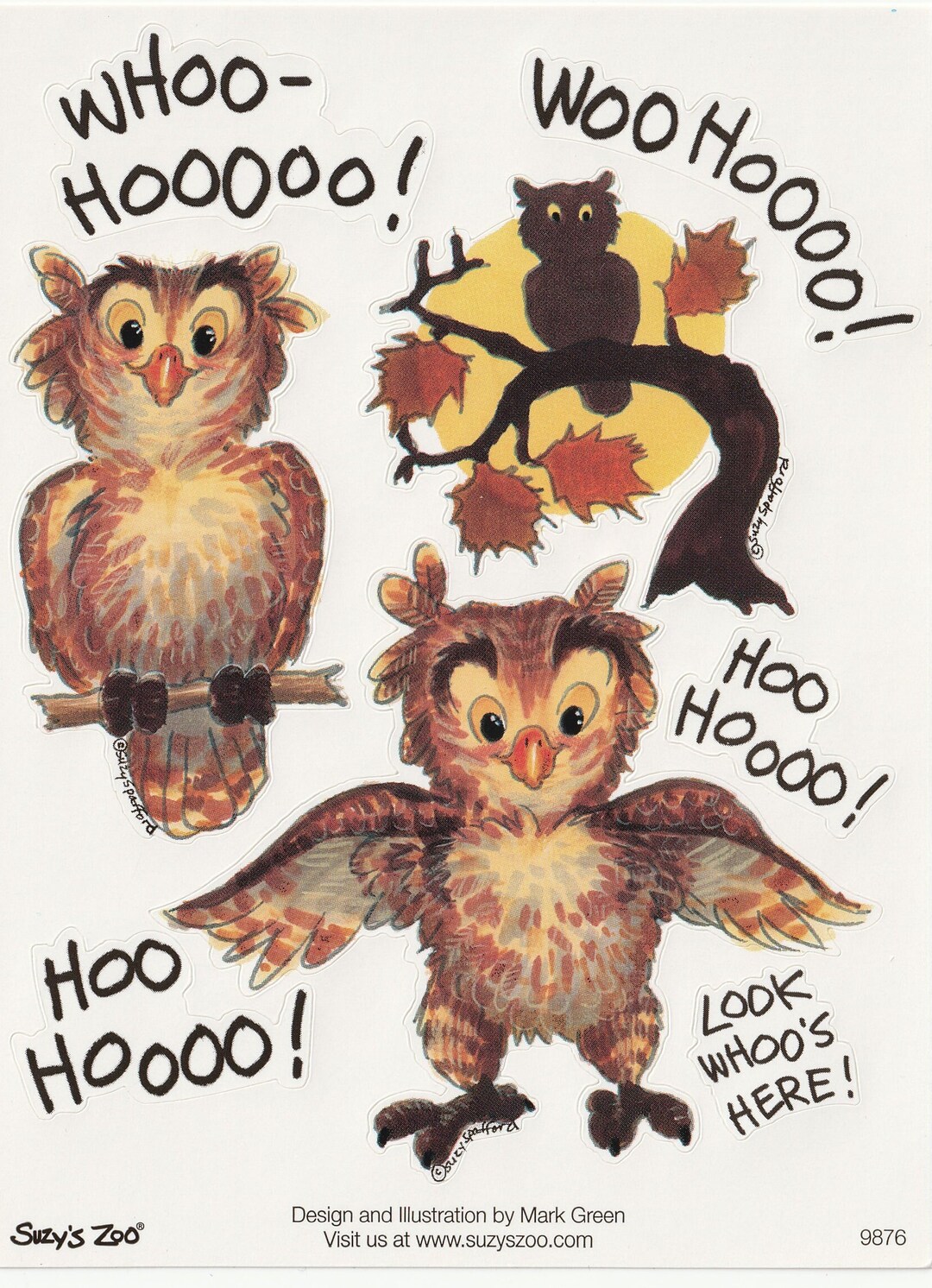 Vintage 1980s 1990s 2000s Y2K Suzy's Zoo Sticker Sheet #9876, Whoo ...