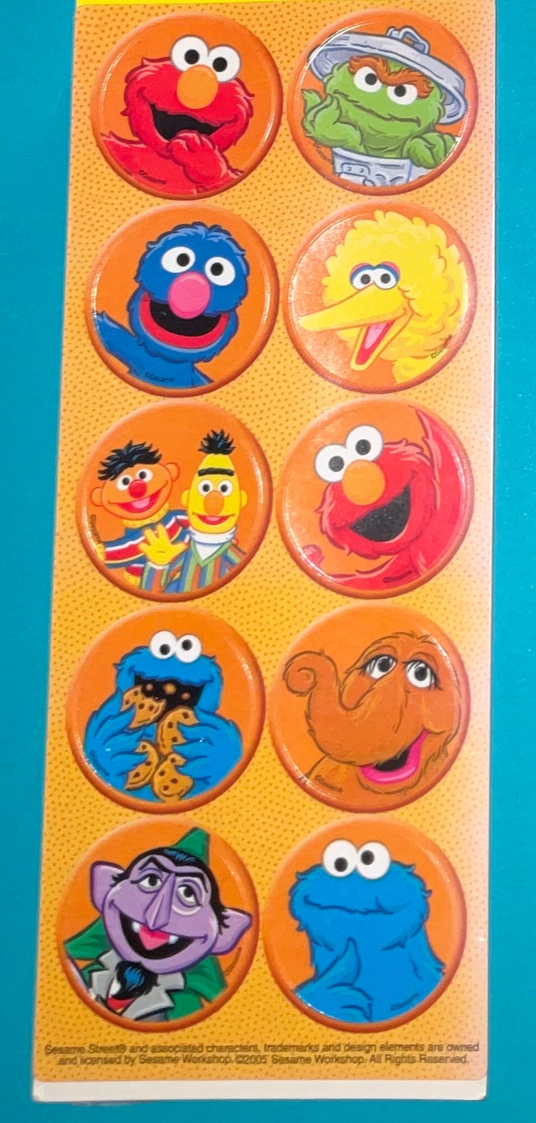 2000’s Sesame Street Sticker Sheet, Cookie Monster, Elmo, Oscar, Big ...