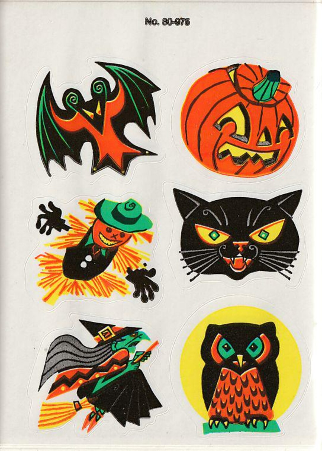 1980s Dennison Vintage Sticker Sheet, Traditional 70s 80s Halloween ...