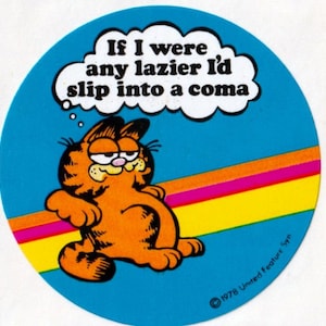 Vintage 1980s 1990s 2000s Garfield Single Stickers by Jim Davis, Round ...