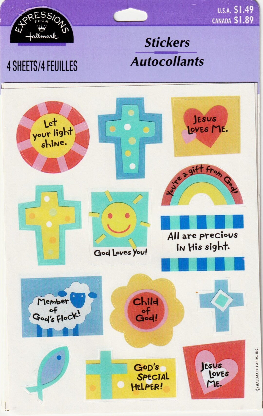 1980s 1990s 2000s Vintage Sticker Sheet, Hallmark Christian/religious ...