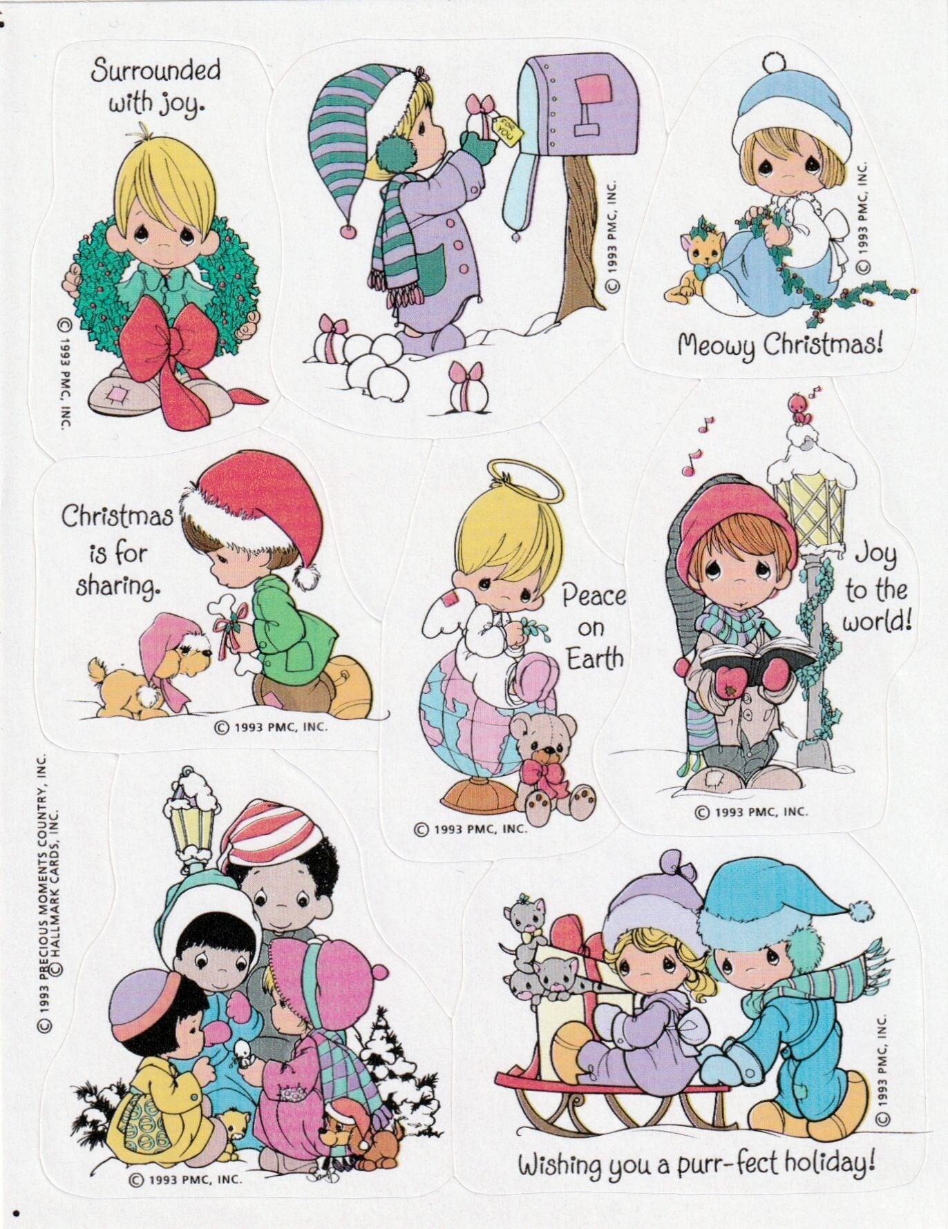 Vintage 1980s 1990s 2000s Hallmark Precious Moments Sticker Sheet ...
