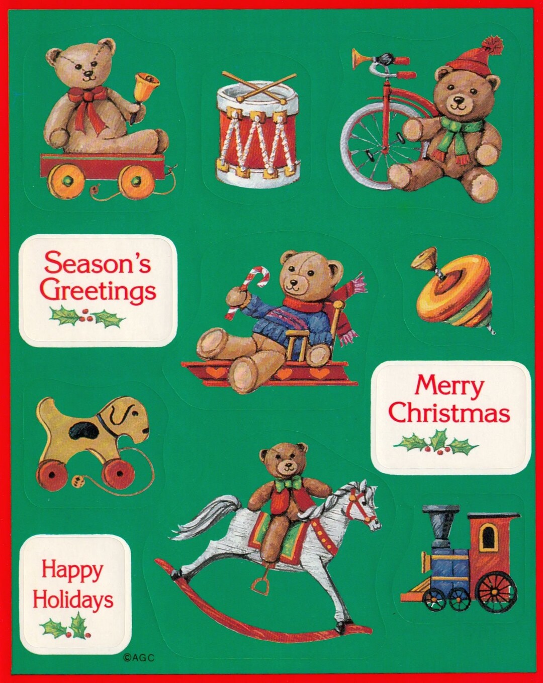 Vintage 1980s 1990s Old Fashioned Christmas Toys/antiques Sticker Sheet ...