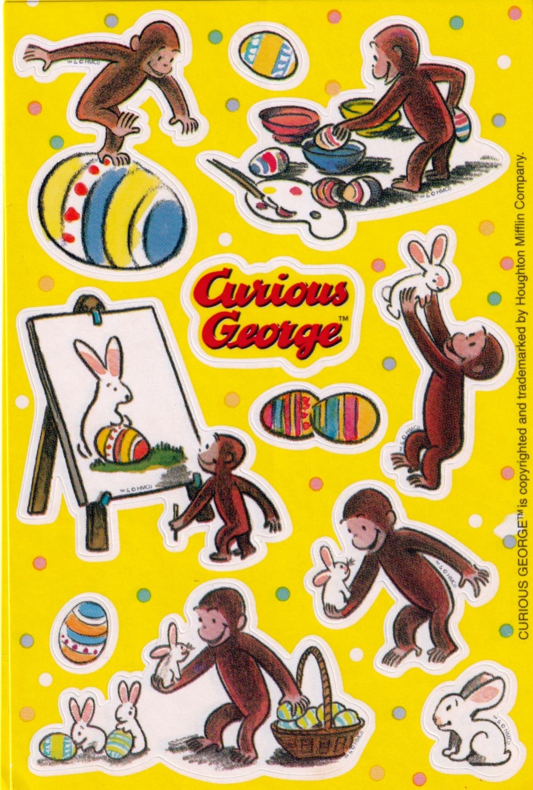 Vintage 1980s 1990s 2000s Curious George Sticker Sheet by American ...