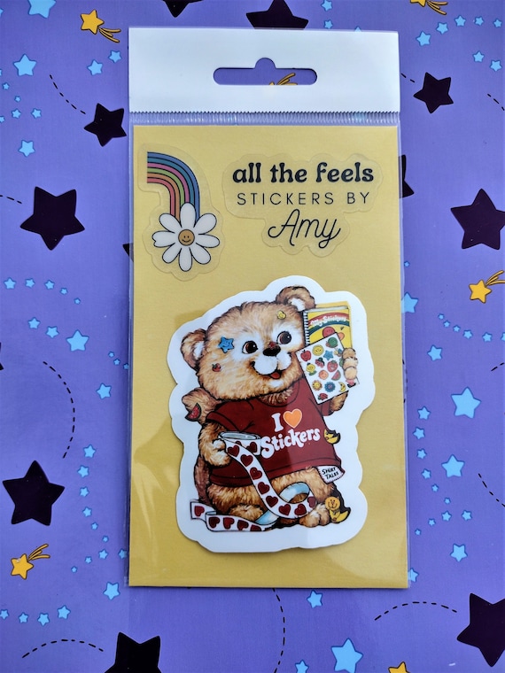 Vinyl Sticker I Love Stickers Teddy Bear Holding Vintage | Etsy