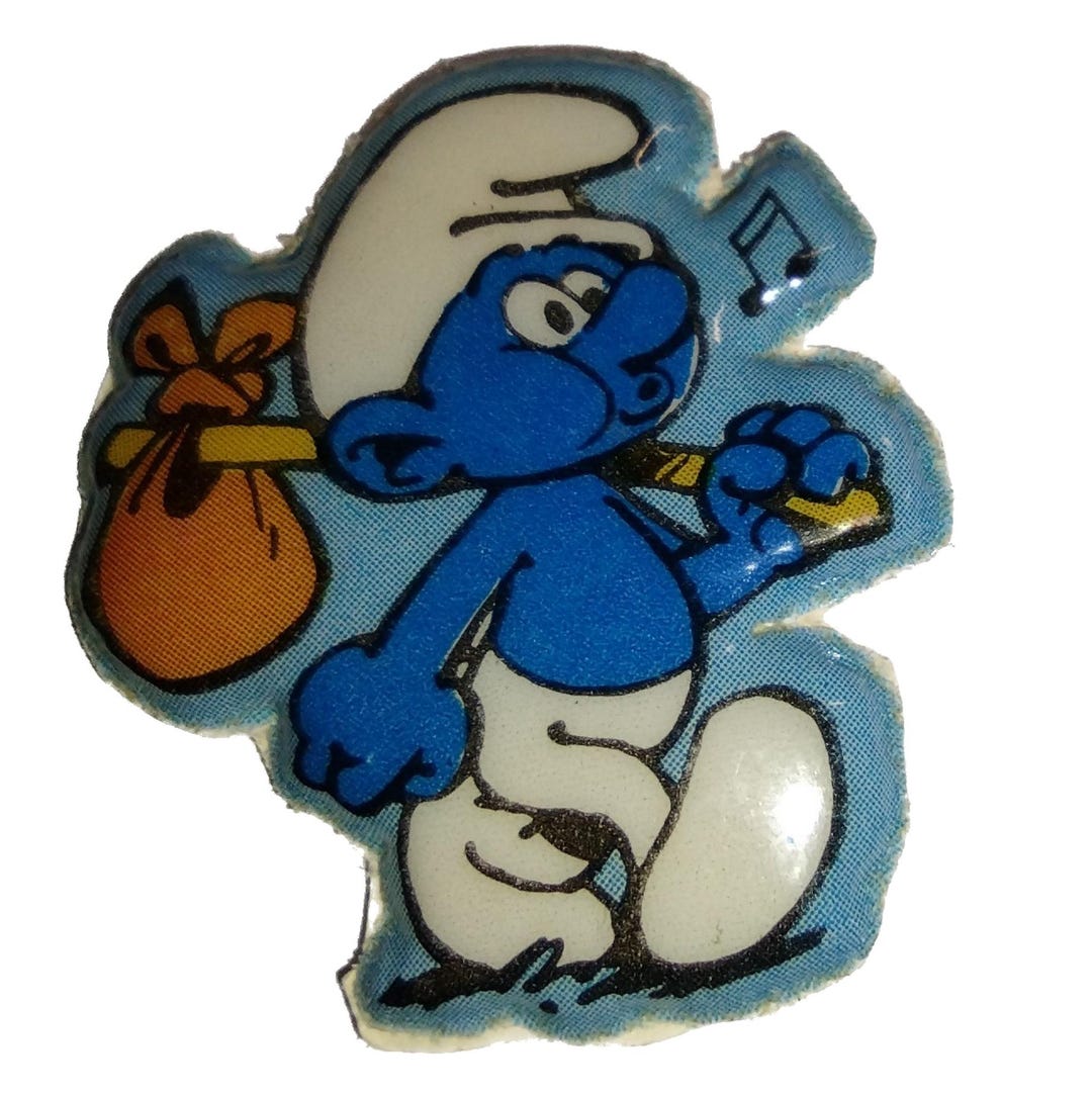 1980s Vintage Hobo Smurf Carrying Bag on Stick and Whistling Puffy Sticker- Restored - Etsy