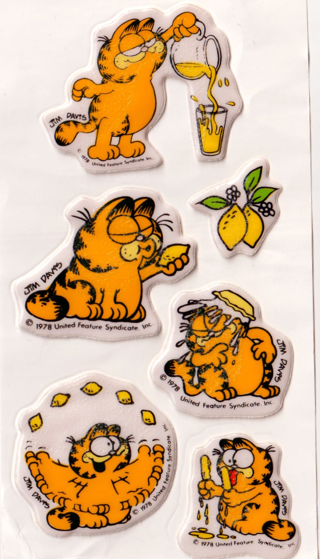 1980s Vintage Garfield Lemon Scented Puffy Stickers, Scratch and Sniff ...
