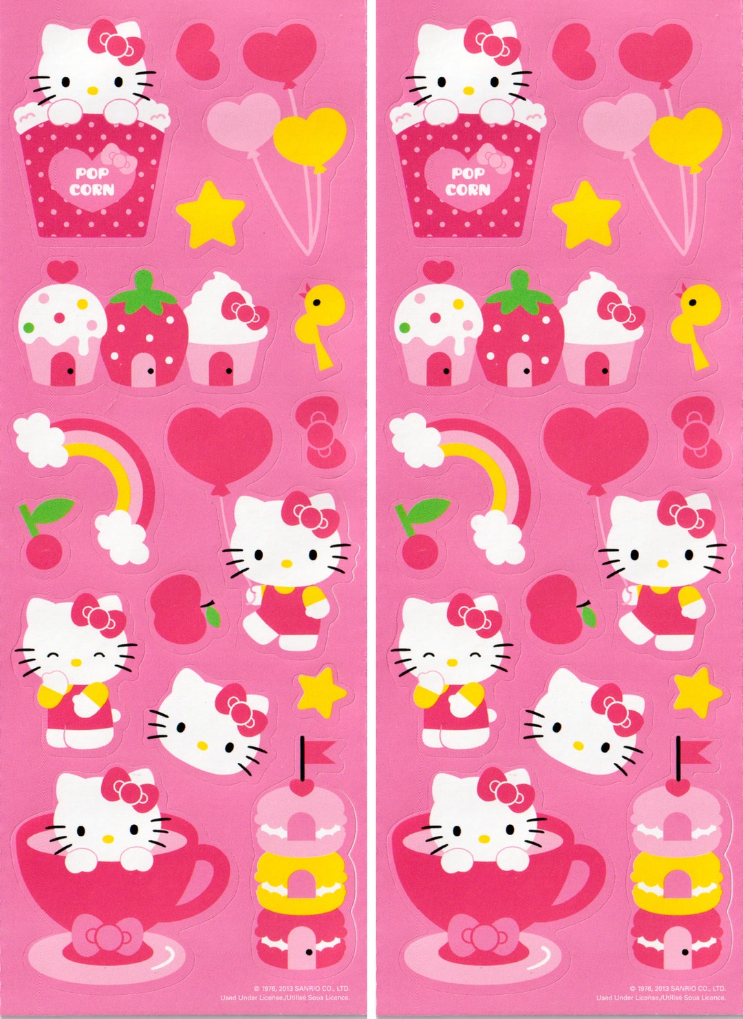 2013 Hello Kitty Sticker Sheets (set of 2) Popcorn, Cupcake House ...