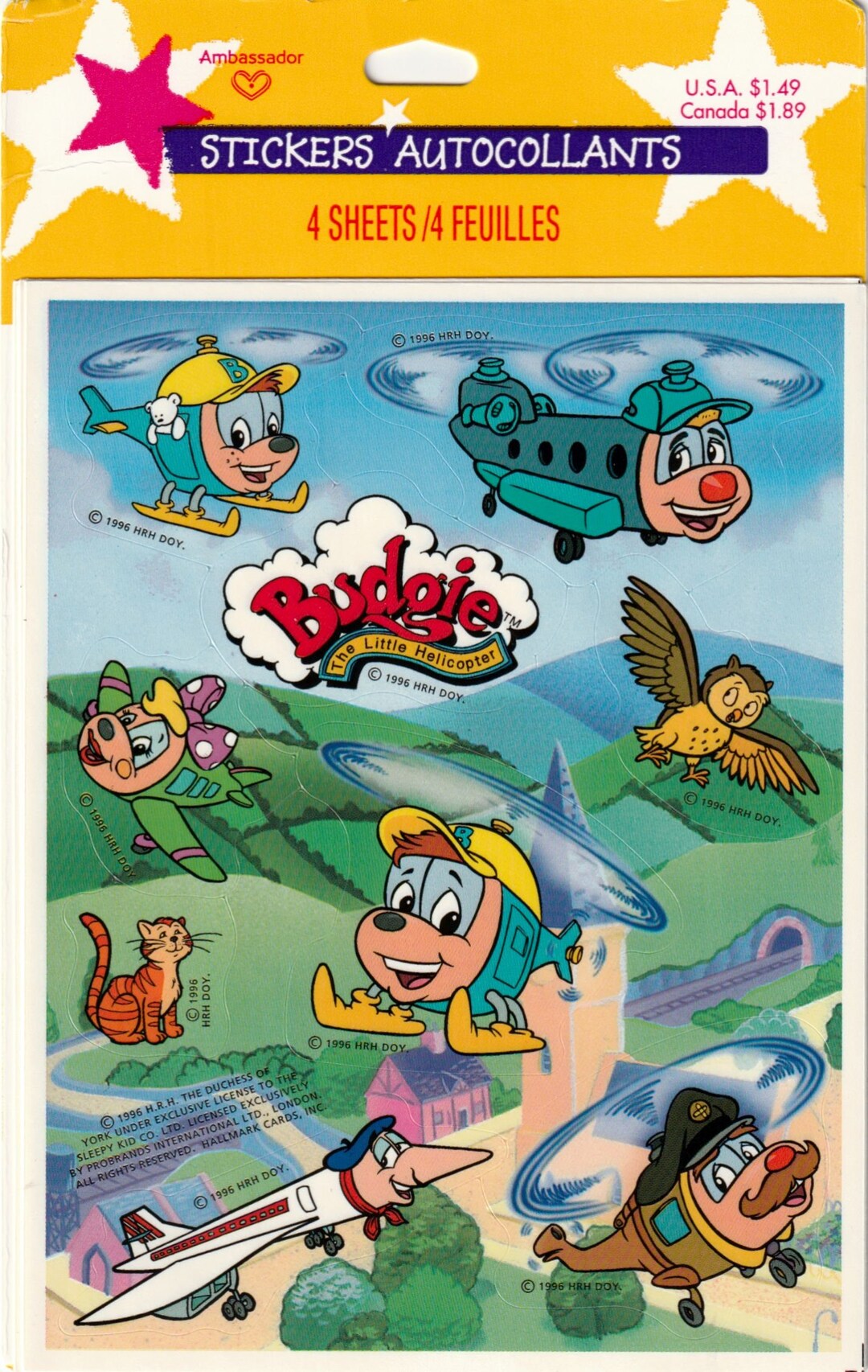 Vintage 1980s 1990s 2000s Hallmark Single Sticker Sheet: Budgie the ...