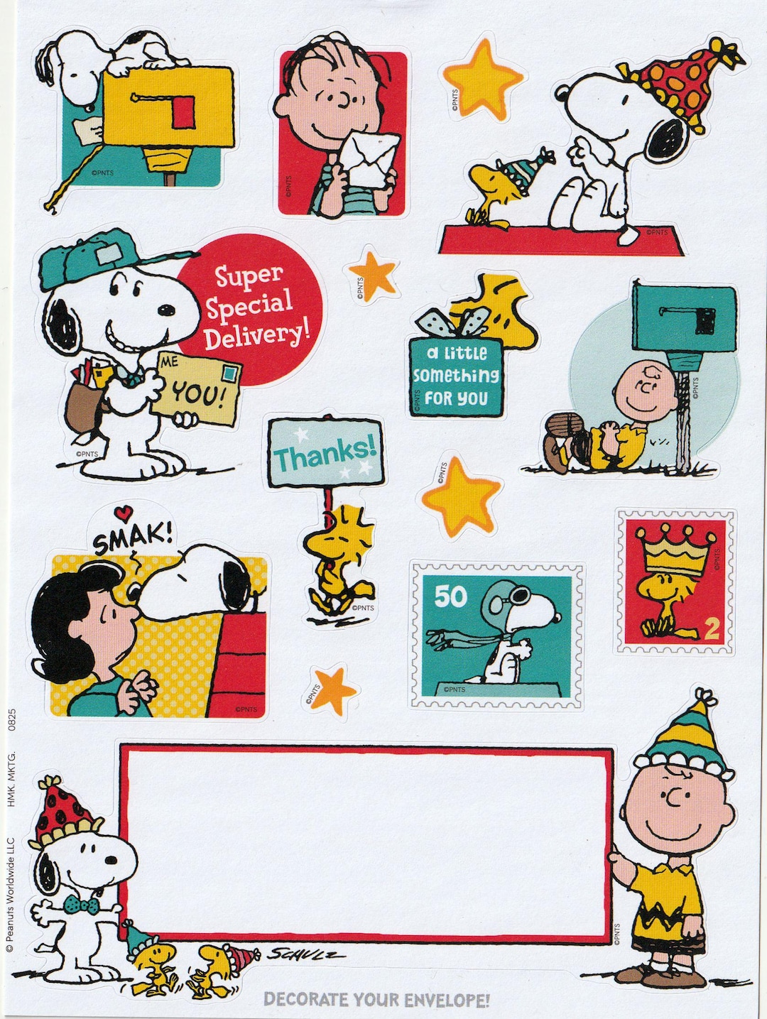 Charles M Schulz Peanuts Snoopy & Friends Sticker Sheet Large Format ...
