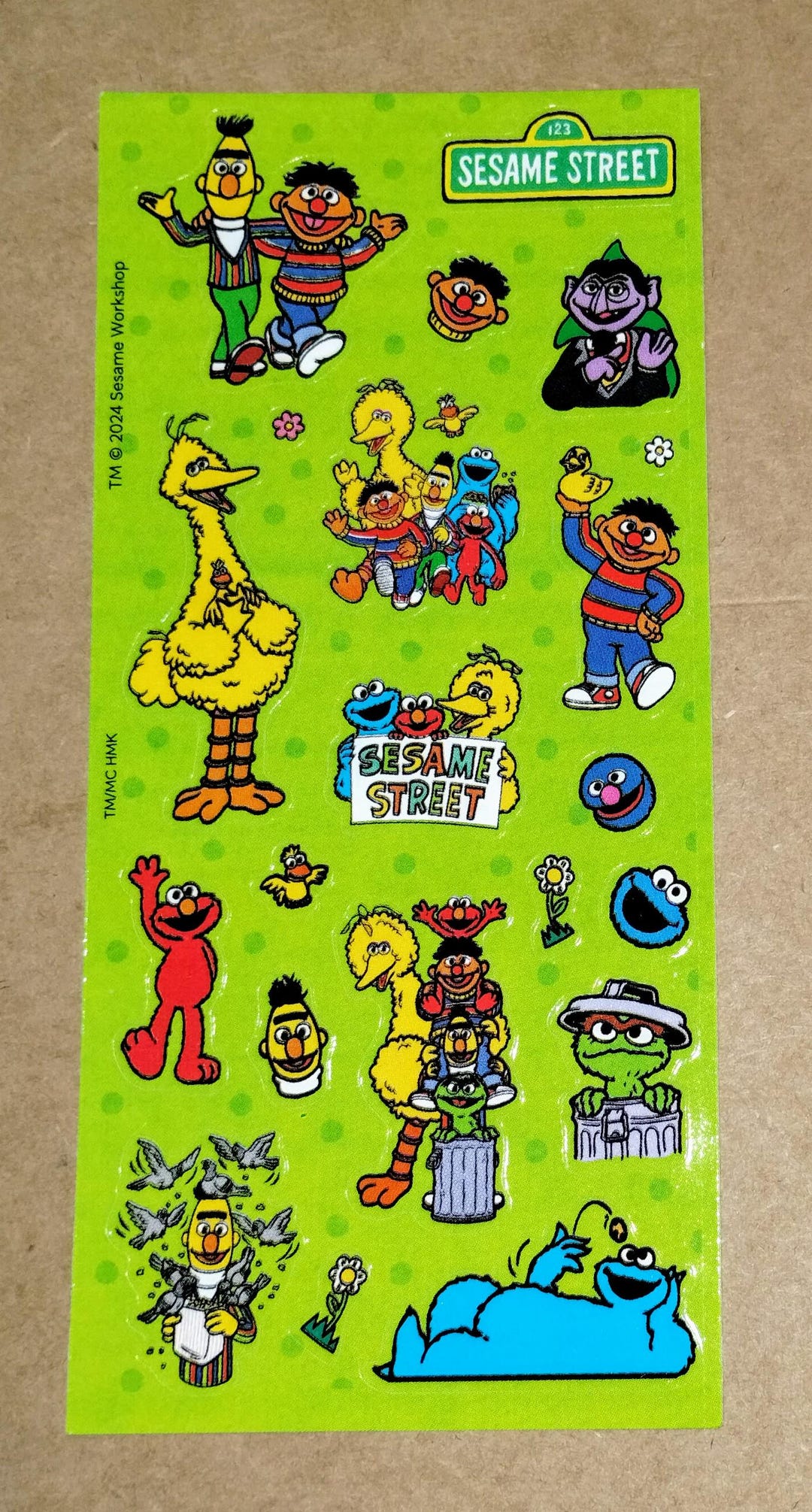 Sesame Street Characters Sticker Sheet of Elmo, Cookie, Ernie, and Big ...