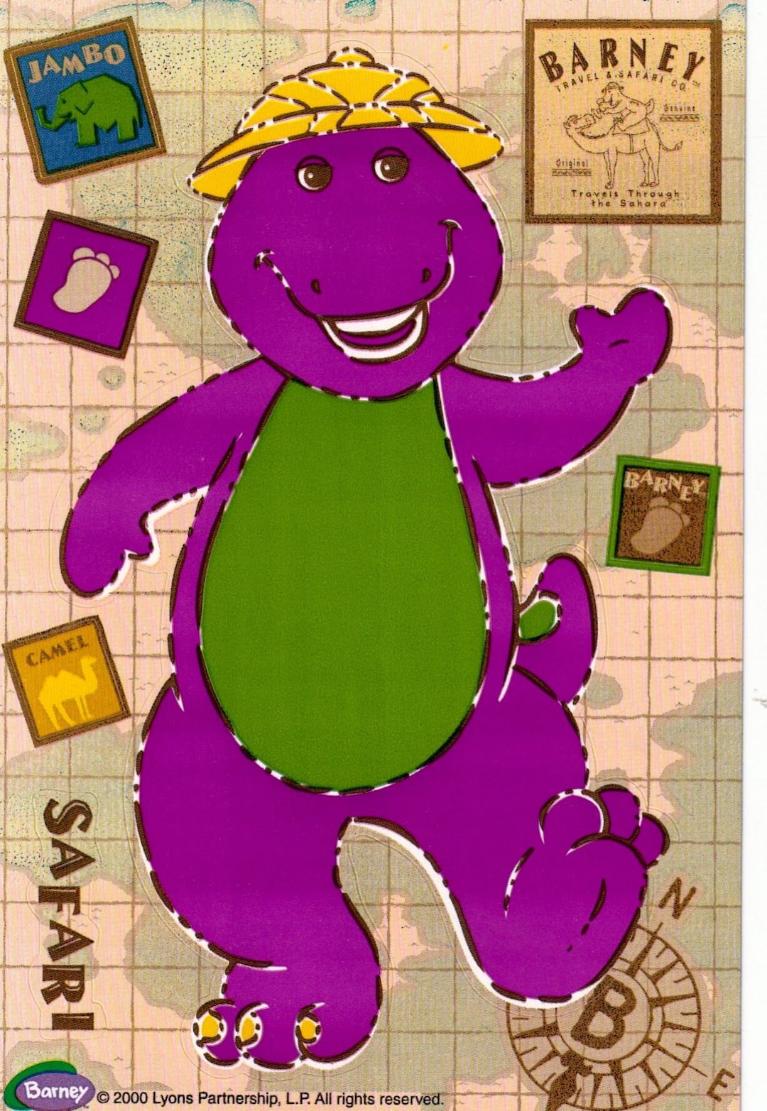 Vintage 1990s Barney the Purple Dinosaur Cartoon Sticker Sheet by ...