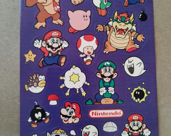 Vintage 1980s 1990s Mario Bros. Sticker Sheet, Popular 90s Nintendo ...