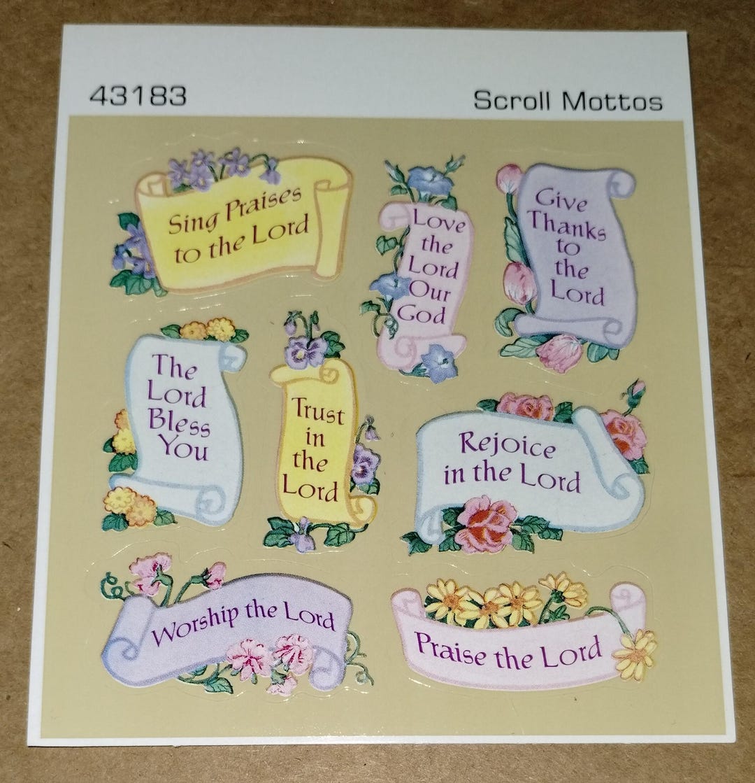 Vintage Christian Scroll Mottos Sticker Sheet, 1980s-2000s, Verses ...