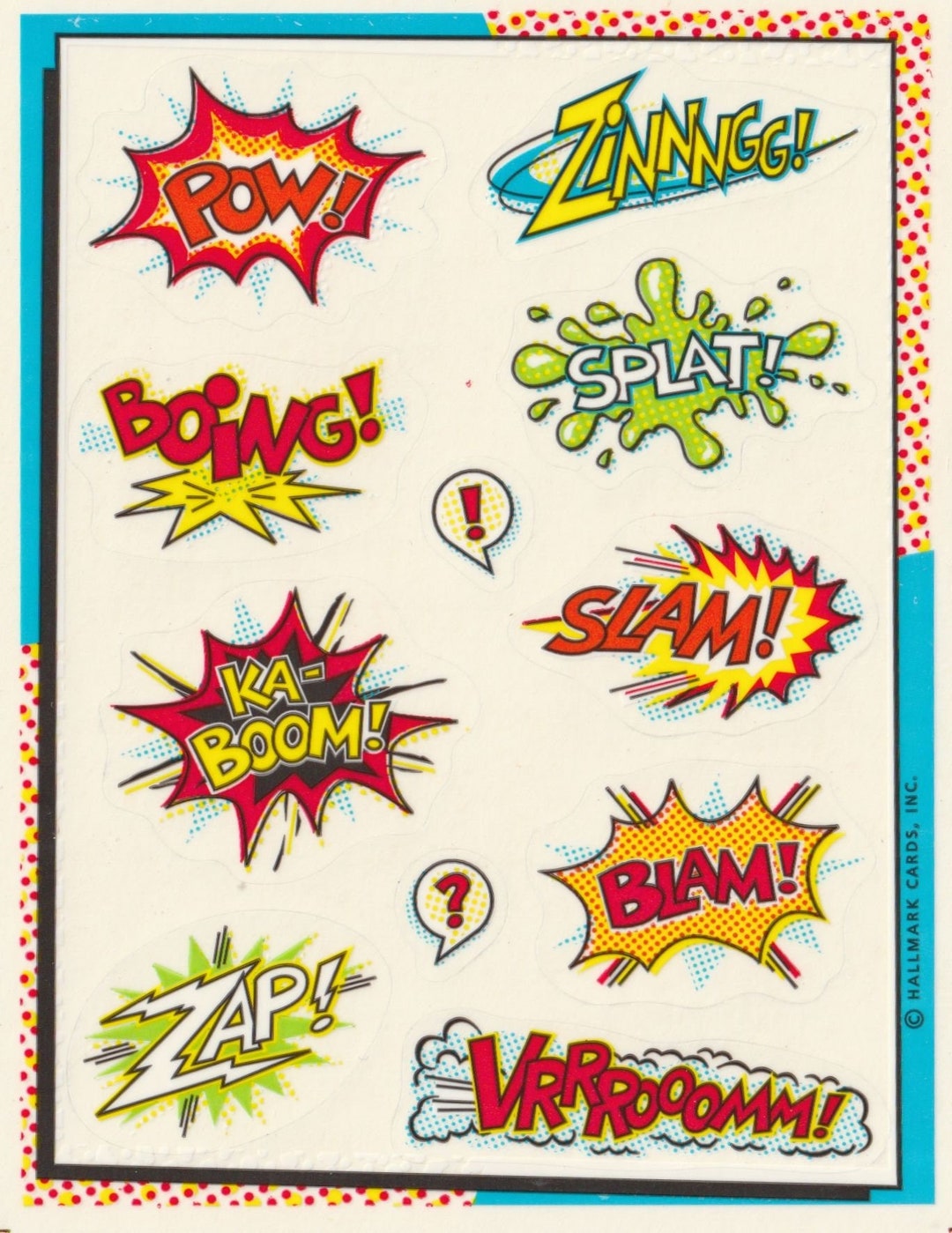 Vintage 1980s 1990s Hallmark Comic Book Action Expression Words, Pow ...