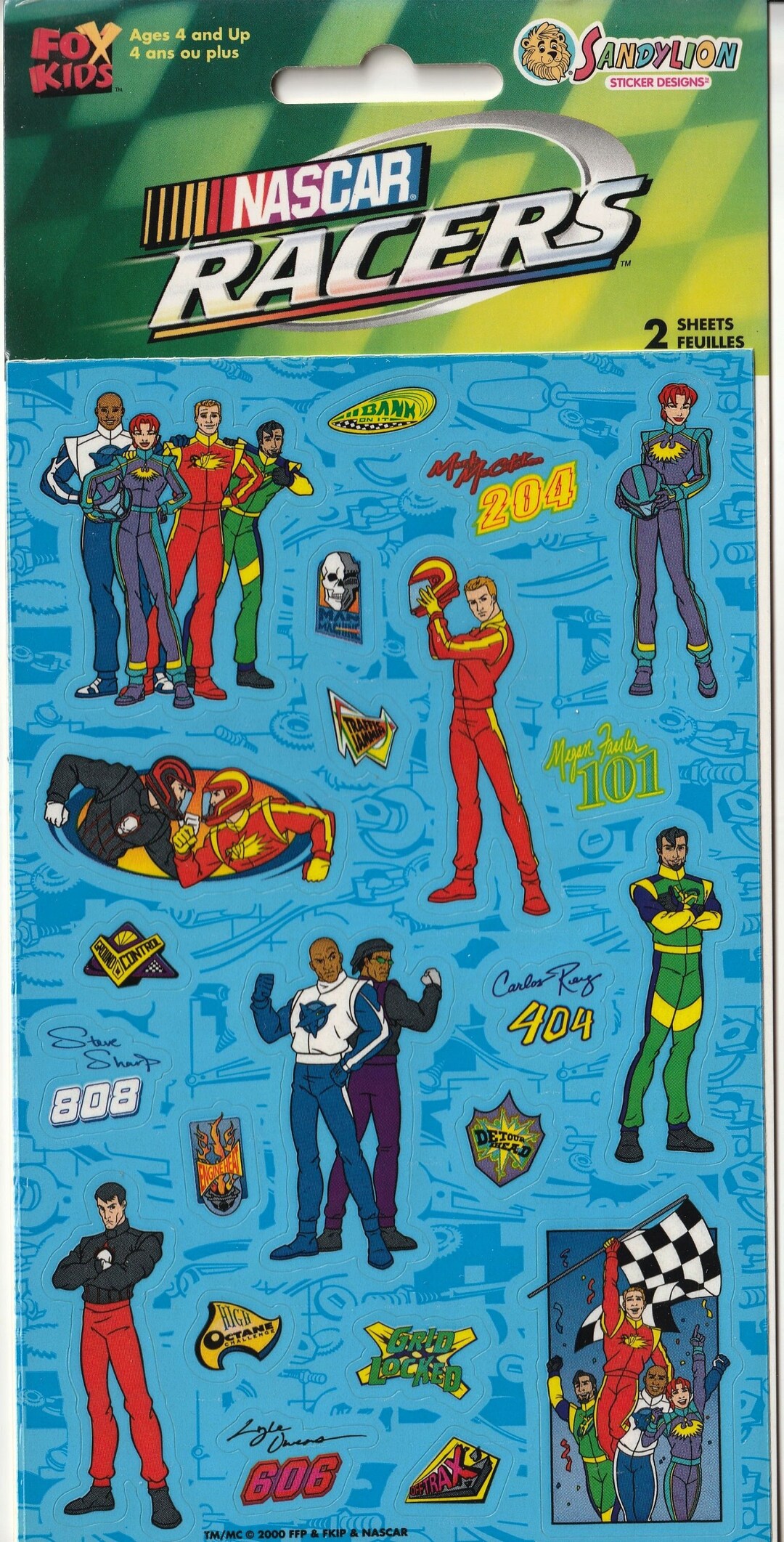 Sandylion Nascar Racers, Fox TV Maxi Sticker Sheets, Sealed Pkg of 2 ...