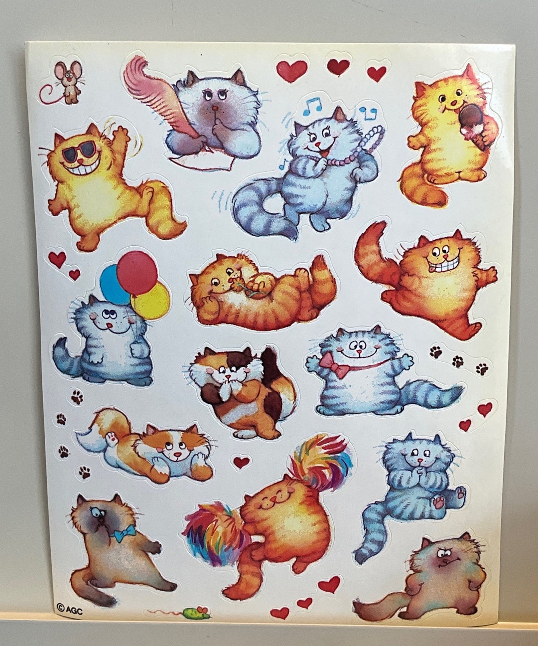 Vintage 1980s 1990s 2000s AGC Sticker Sheet Cats and Kittens ...