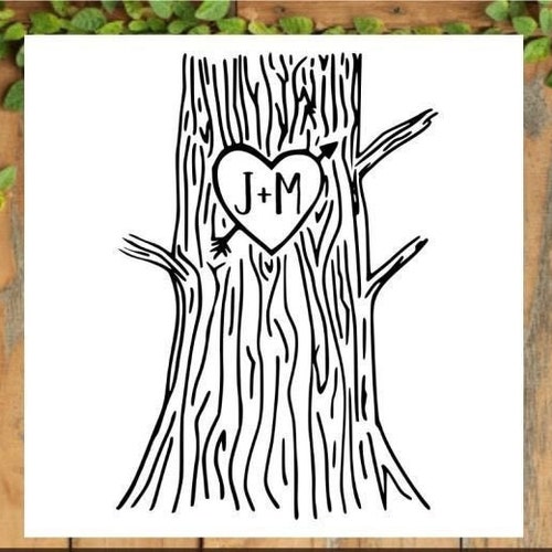 Tree With Carved Heart and Initials SVG/DXF Glass Block - Etsy
