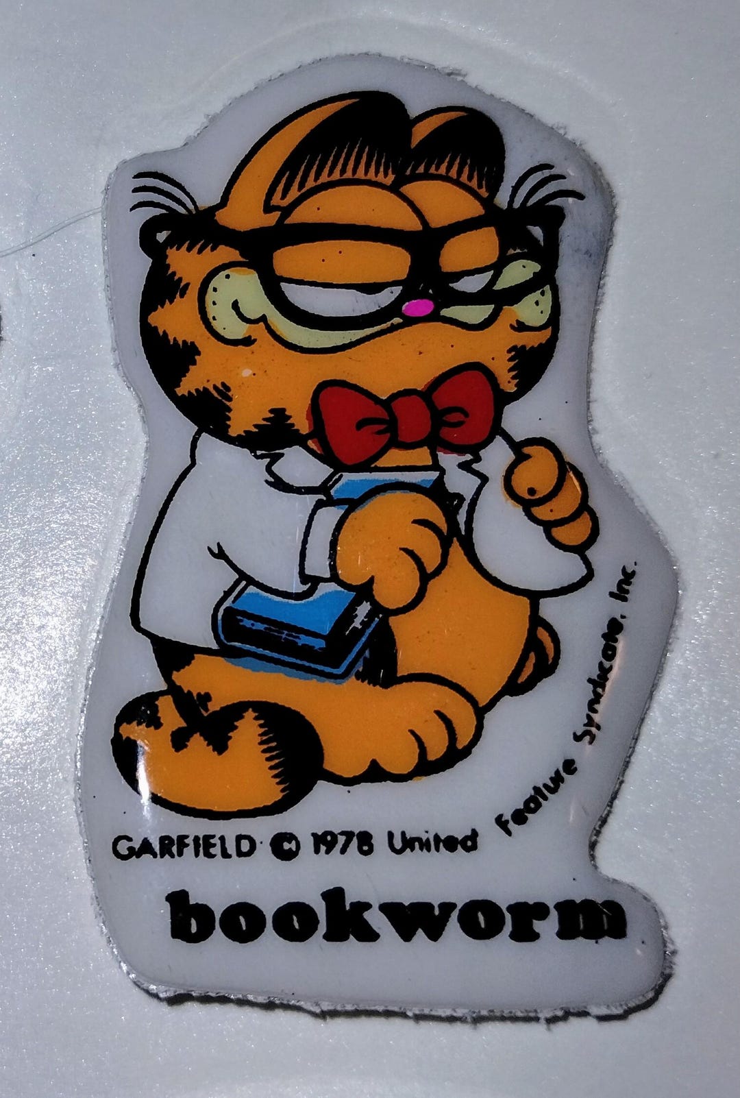 1980s Vintage Garfield the Bookworm Cat Puffy Sticker, He Loves Books ...