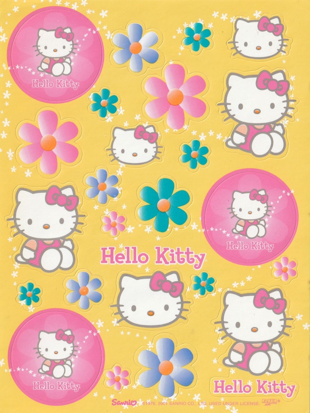 Vintage 1980s 1990s 2000s Hello Kitty Yellow and Pink Sticker - Etsy