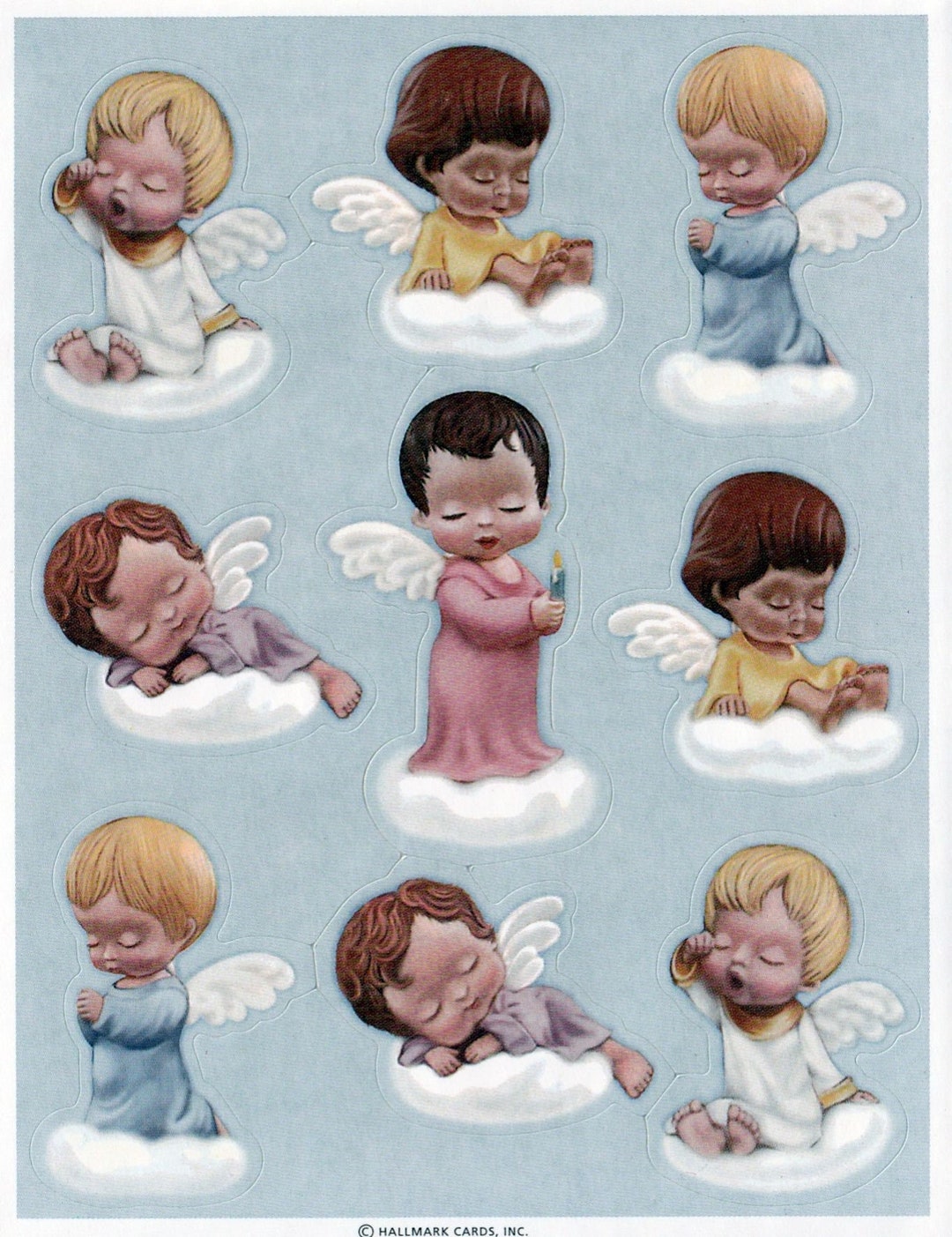 Vintage 1980s 1990s 2000s Hallmark Child Angels on Clouds Sticker Sheet ...