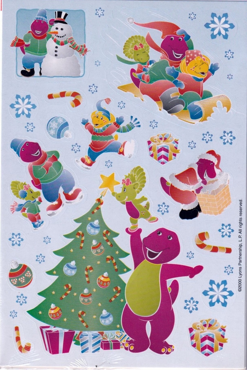 Vintage 1990s Barney the Purple Dinosaur Sticker Sheet by American ...