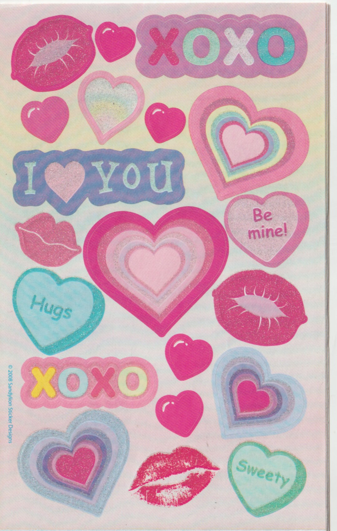 Vintage 1980s 1990s 2000s Glitter Hearts/love, Valentine's Sandylion ...