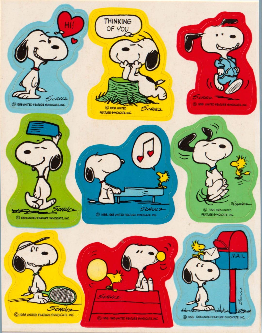 Vintage 1980s 1990s Sticker Sheet, Hallmark Peanuts, OLD, Rare, Snoopy ...