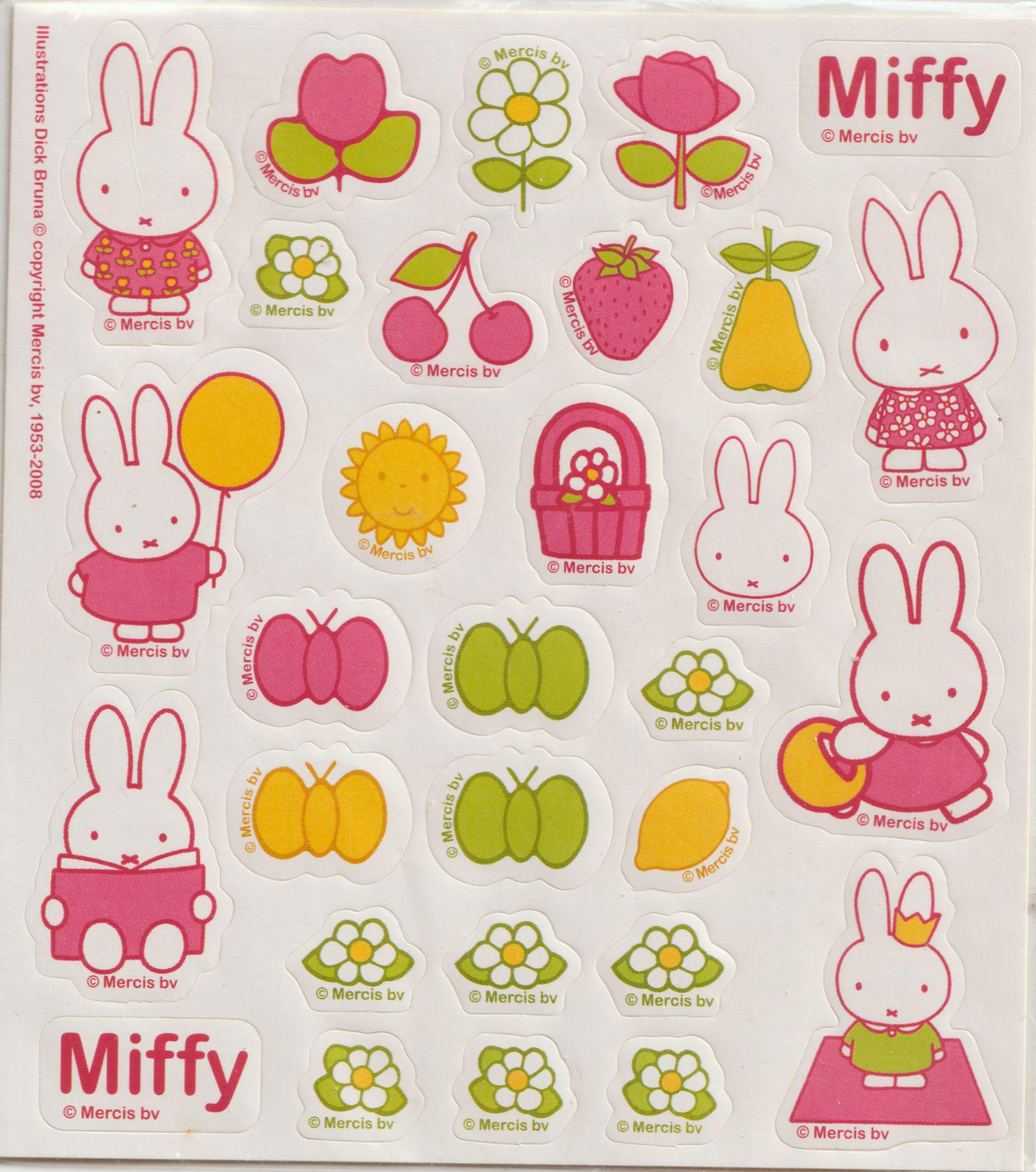 Miffy Sticker Sheet, 2000s Vintage - Copyright 2008 - Etsy