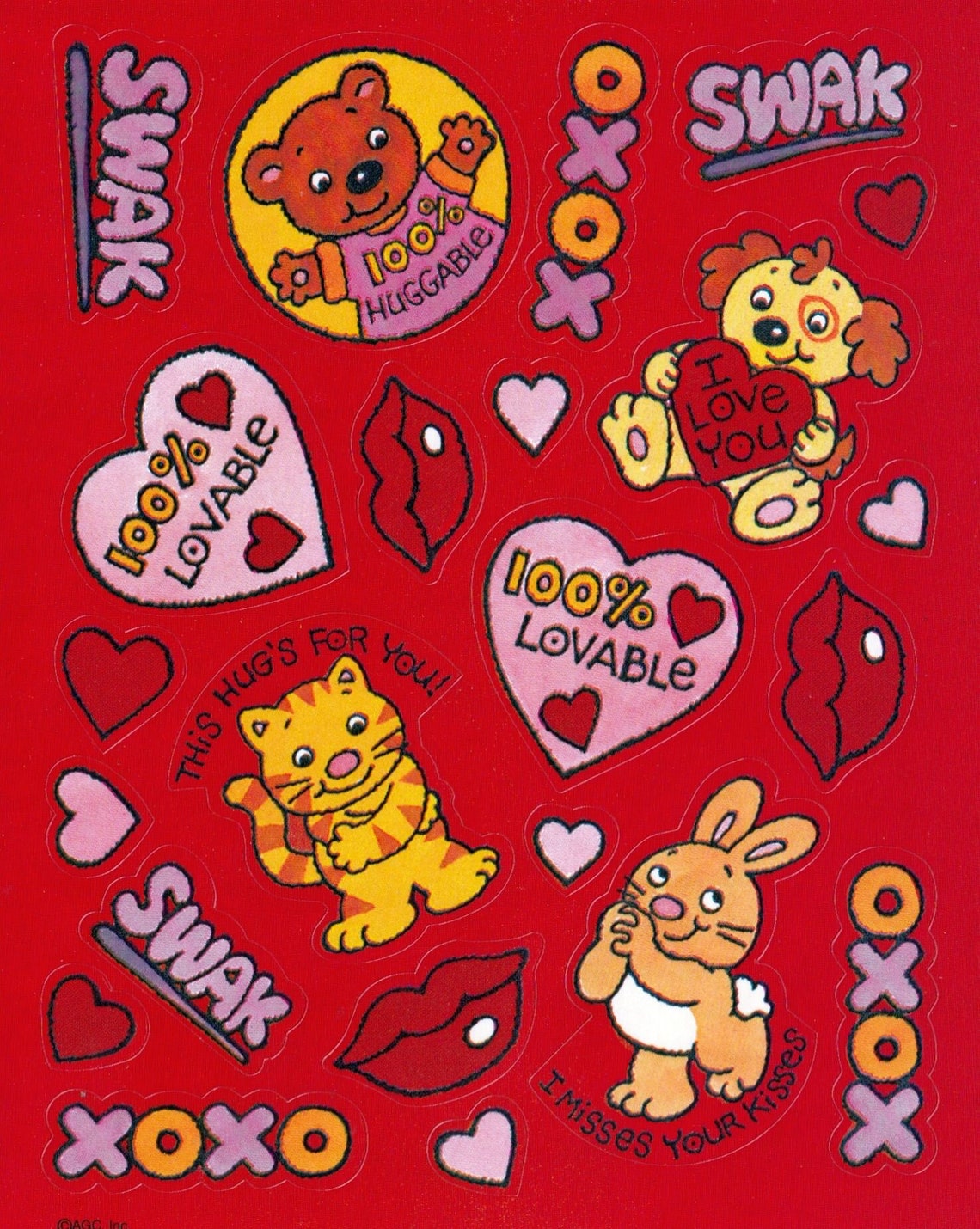 Vintage 1980s 1990s 2000s AGC Sticker Sheet, American Greetings, SWAK ...