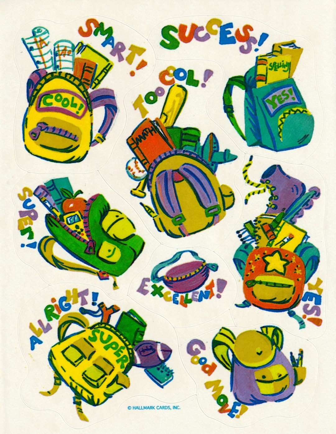 Vintage 1980s 1990s 2000s Hallmark School Supplies Reward Sticker Sheet ...