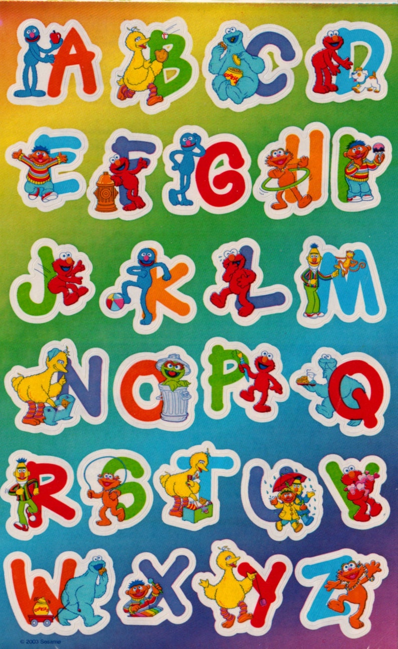 2003 Sandylion Sesame Street Sticker Sheet, Learn the Alphabet, Abc's ...