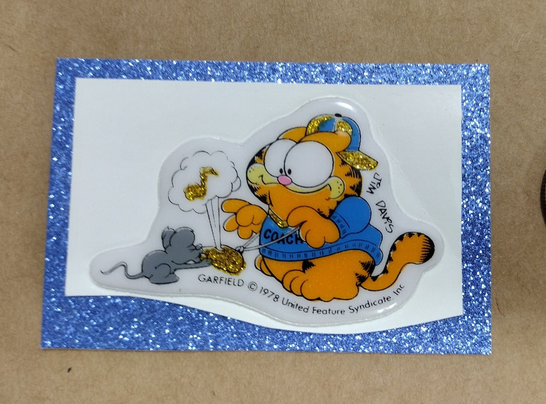 1980s Vintage Glitter Garfield the Cat Puffy Sticker, Coach Tricks ...