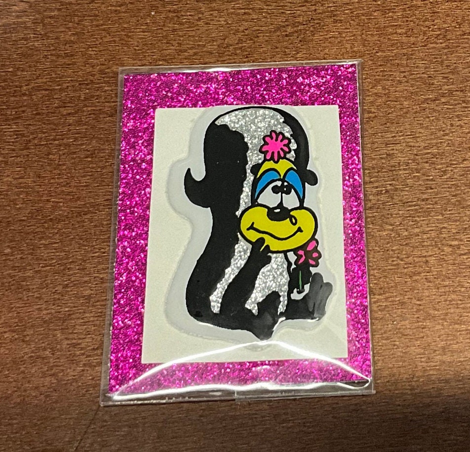 1980s 1990s 2000s Vintage Glitter Puffy Sticker, Sparkly Smiling Skunk ...