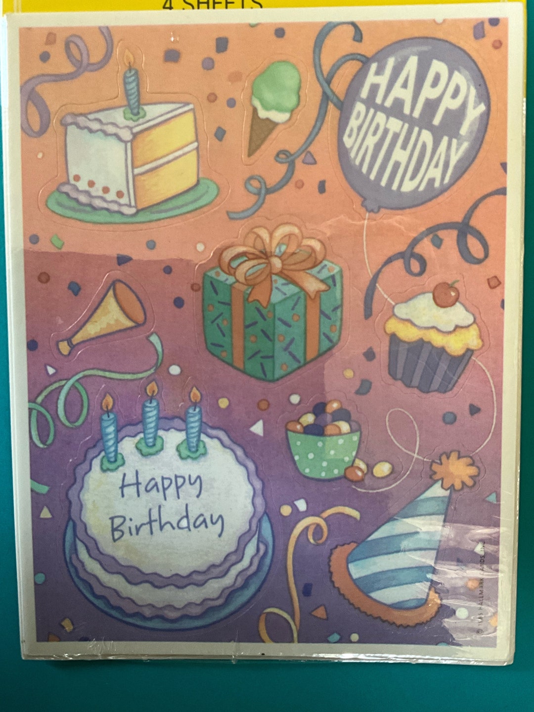 Vintage 1980s 1990s 2000s Hallmark Happy Birthday Sticker Sheet, Rare ...