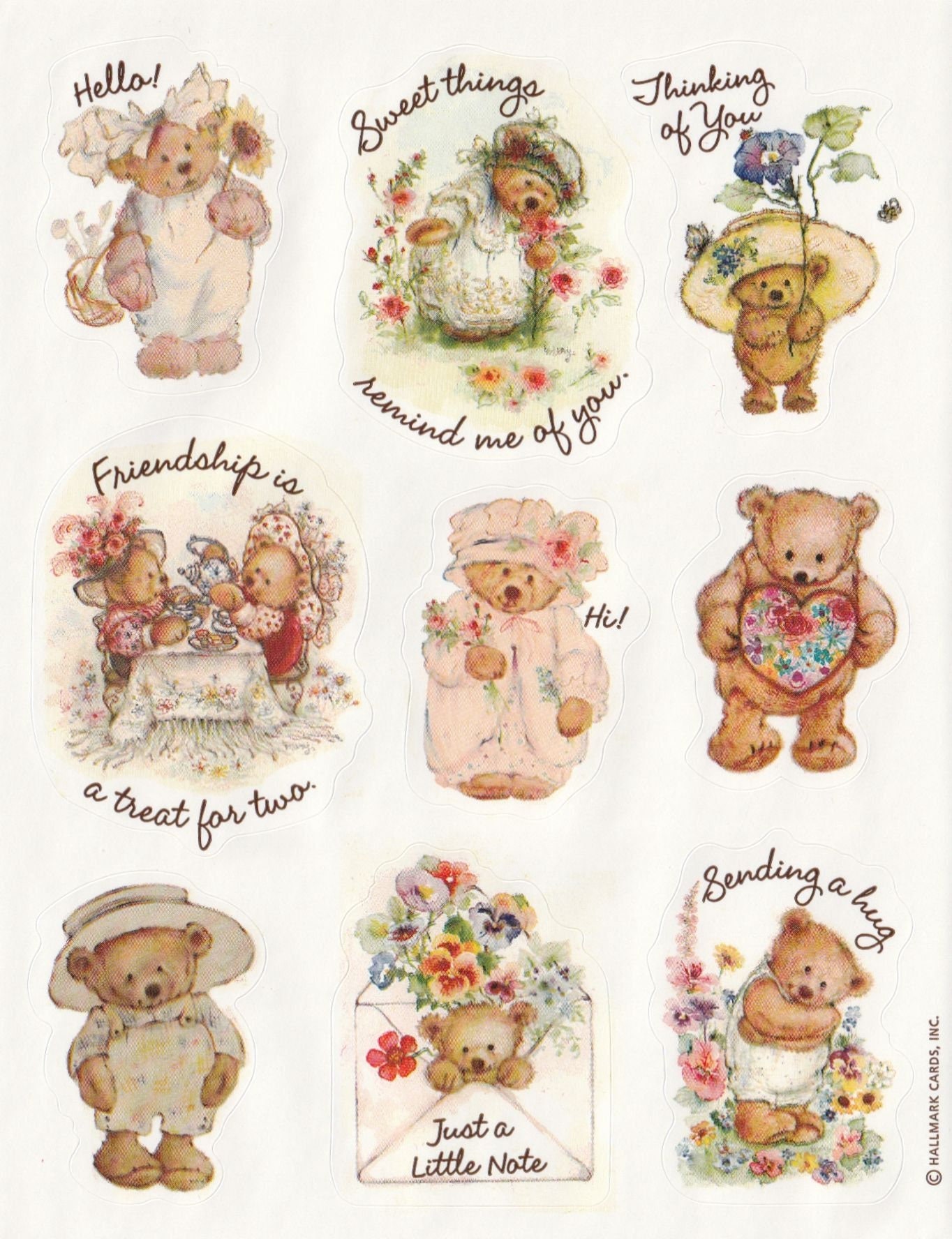 Paper, Party & Kids Vintage 1990s Hallmark Sticker Sheet with Bears in ...